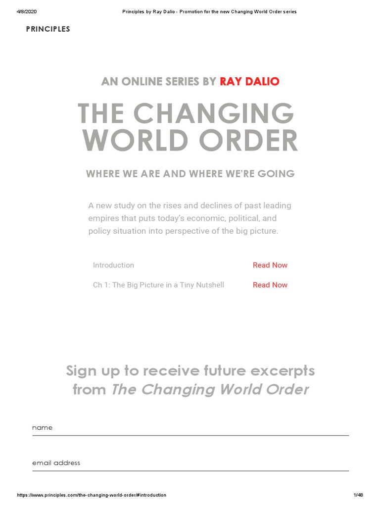Principles by Ray Dalio - Promotion For The New Changing World Order ...