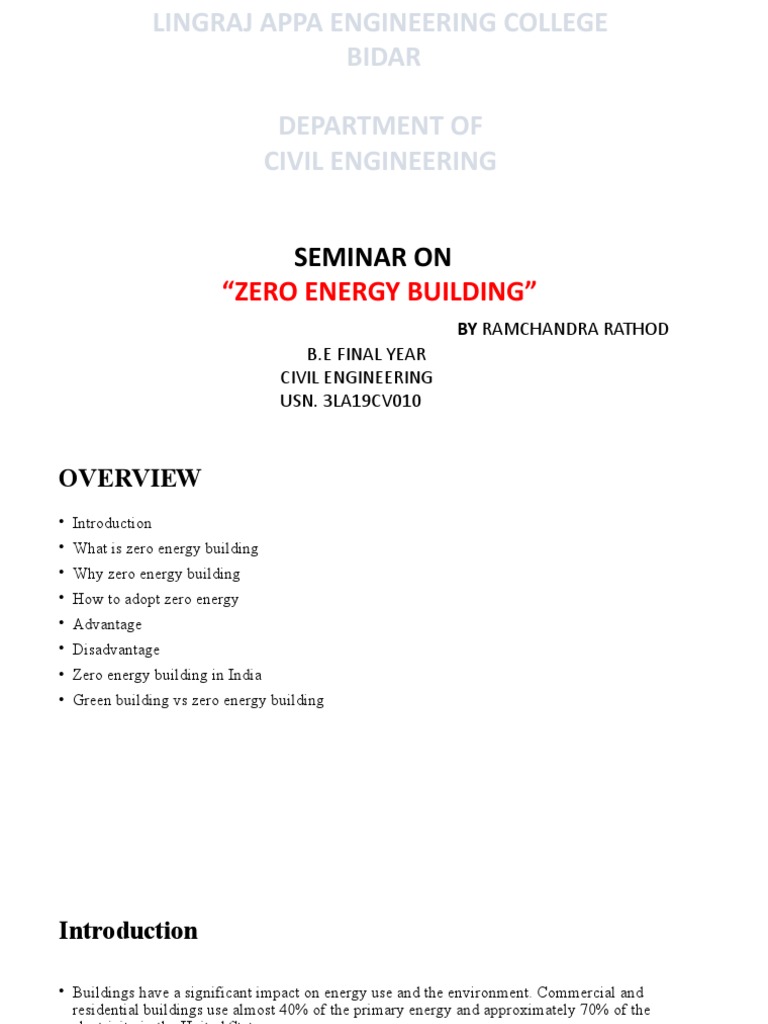 Zero Energy Building Seminar Overview | PDF | Home & Garden ...