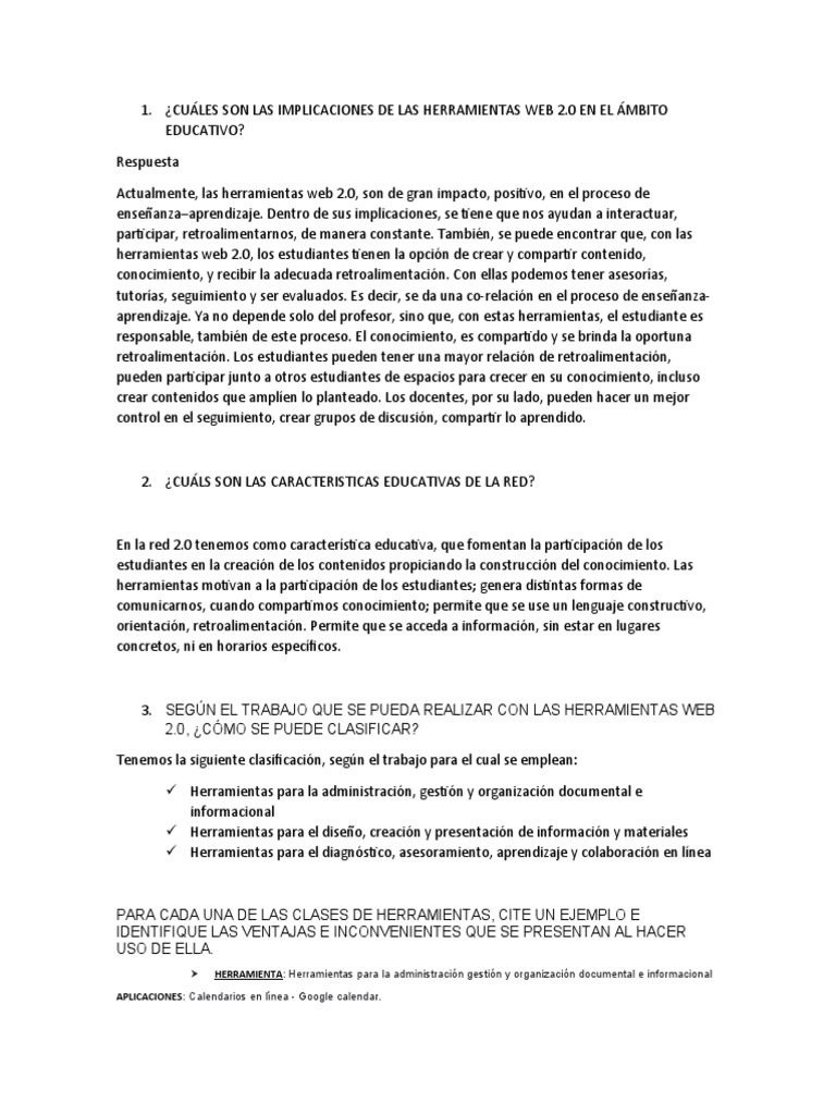 Cuáles Son Las Implicaciones de Las Herramientas Web 2 | PDF