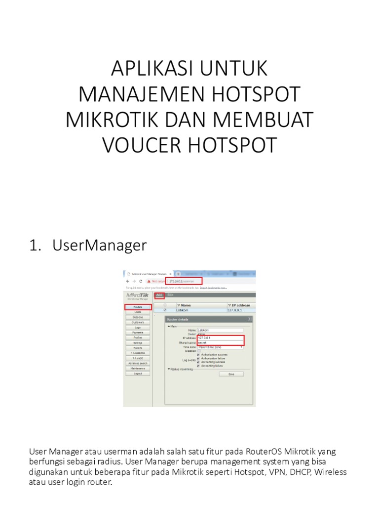 Aplikasi Untuk Manajemen Hotspot Mikrotik Dan Membuat Voucer | PDF