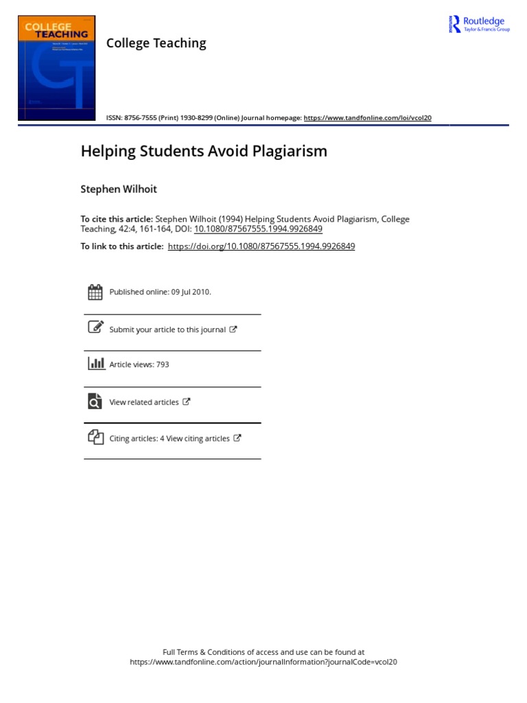 Helping Students Avoid Plagiarism PDF | PDF