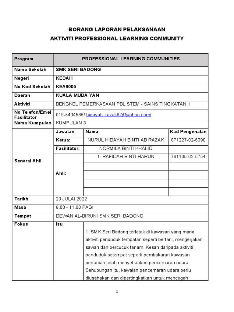 Laporan PLC Sains PBL Stem | PDF