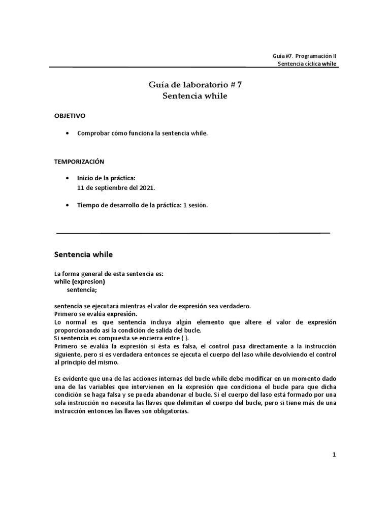 GuiaLab#7 While2021 PDF | PDF