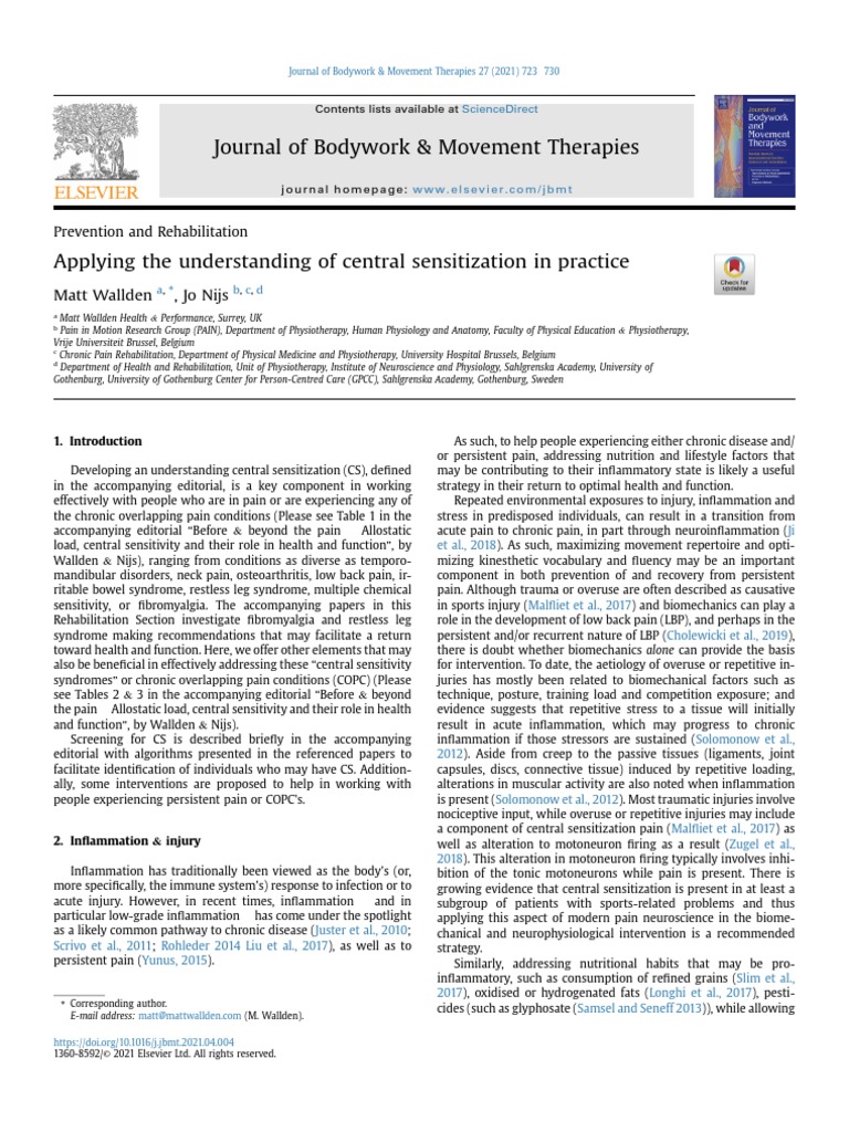 10 2519:jospt 2018 7476 | PDF | Stress (Biology) | Irritable Bowel Syndrome