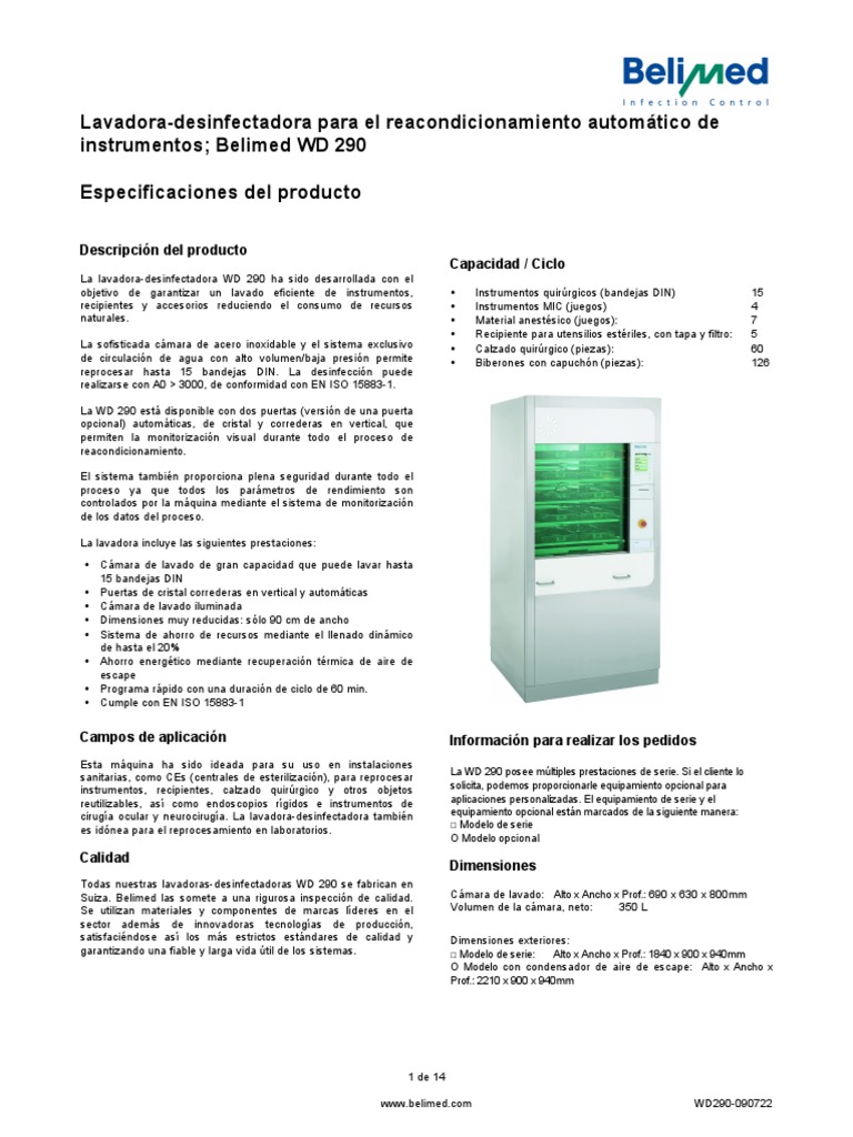 Lavadora Desinfectadora Belimed WD 290 | PDF | Hogar, jardinería y ...