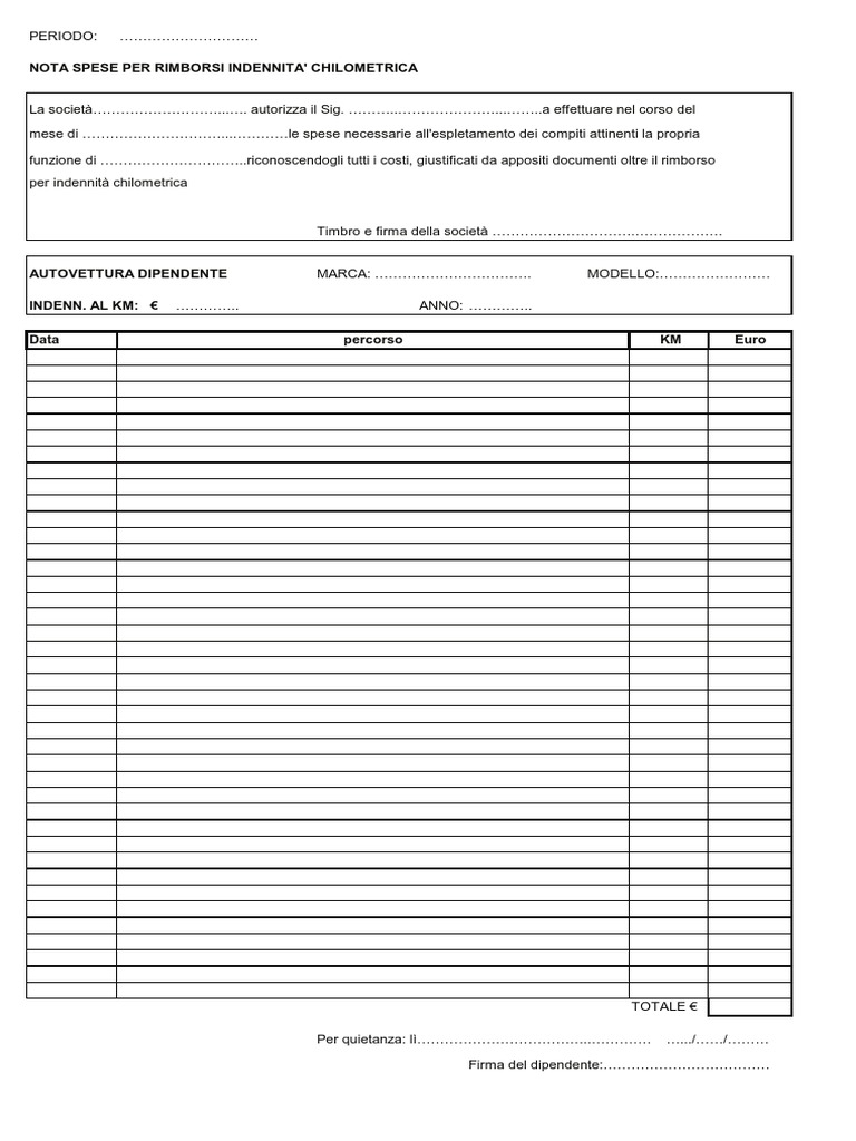 Modello Rimborso KM PDF | PDF