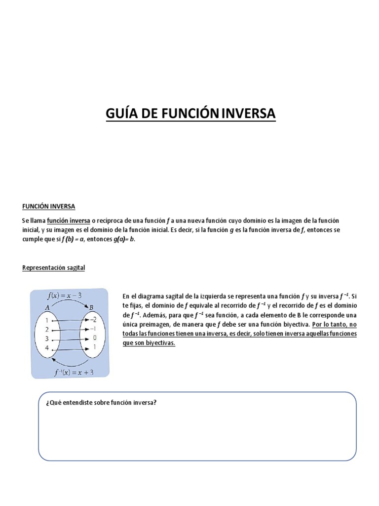 Guía de Funciones - Inversa PDF | PDF | Función (Matemáticas) | Matemática Elemental