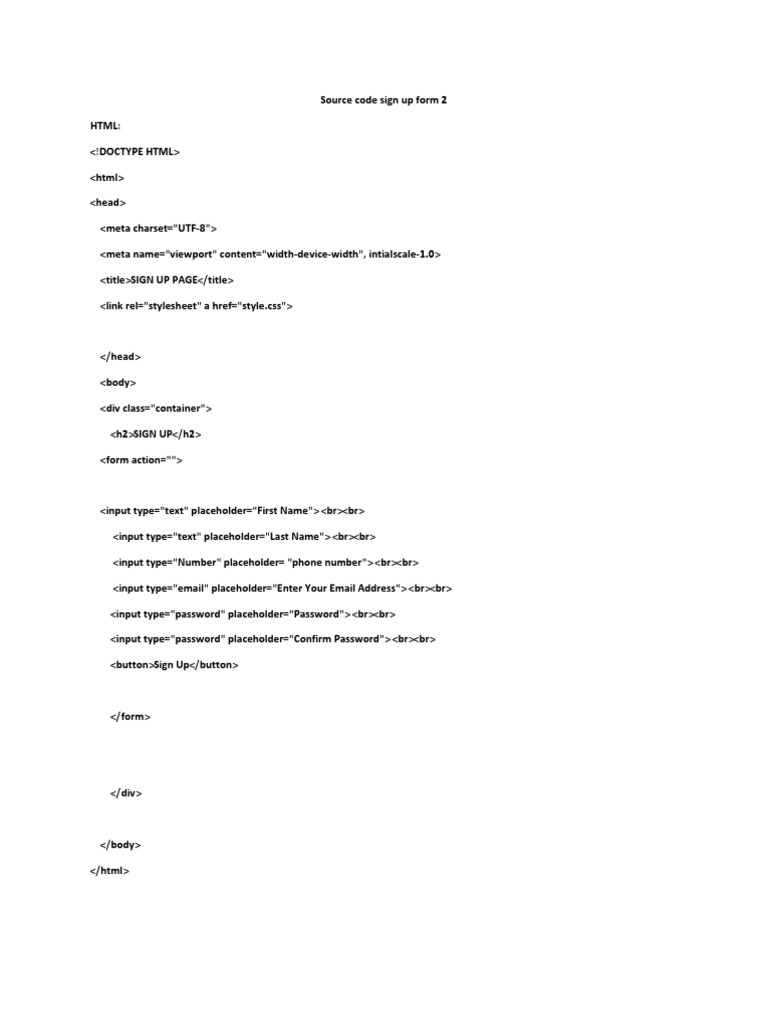 Source Code Sign Up Form 2 PDF | PDF