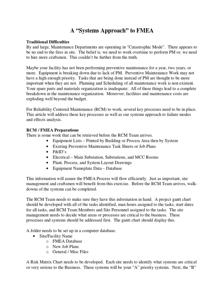 A - Systems - Approach - To - FMEA - PDF | PDF | Reliability Engineering | Computing