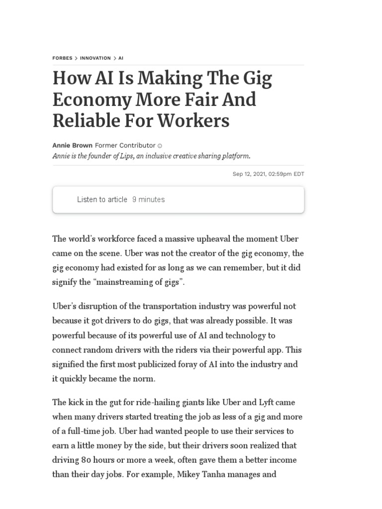 How AI Is Making The Gig Economy More Fair and Reliable For Workers PDF ...