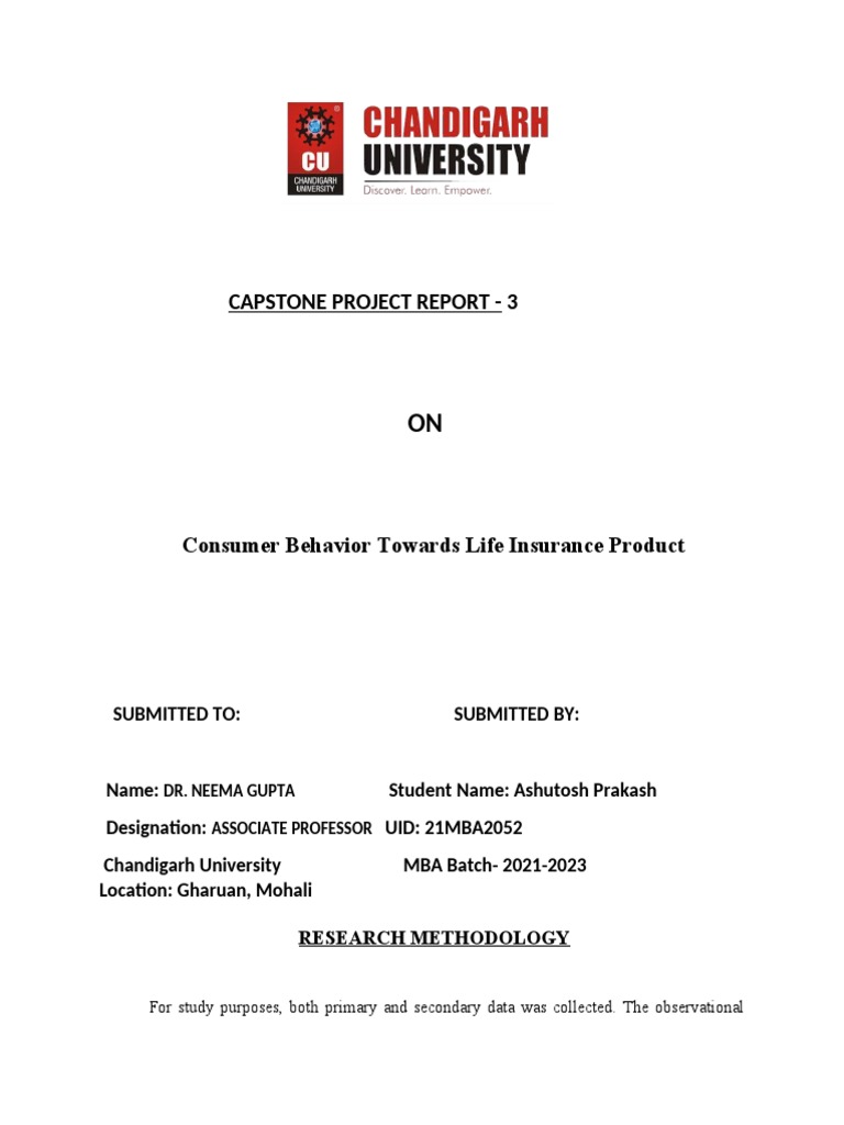 CAPSTONE PROJECT REPORT 3 Asutosh Prakash (21MBA2052) | PDF | Survey ...