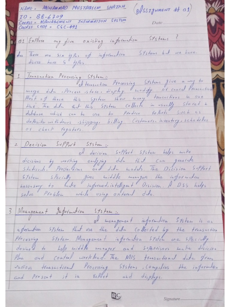 Management Information System Assignment 1 Muhammad Mustaqeem Shaikh BB ... Management Information System Assignment 1 Muhammad Mustaqeem Shaikh BB ...