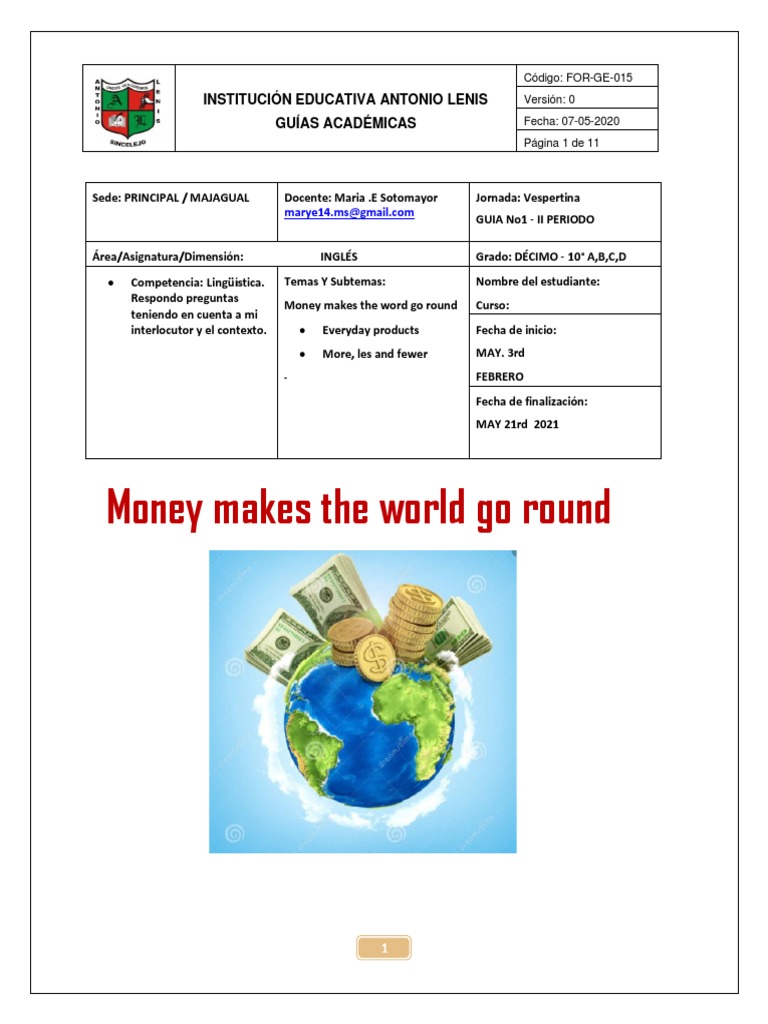 Guias Ingles II Periodo PDF | PDF | Noun | Grammatical Number