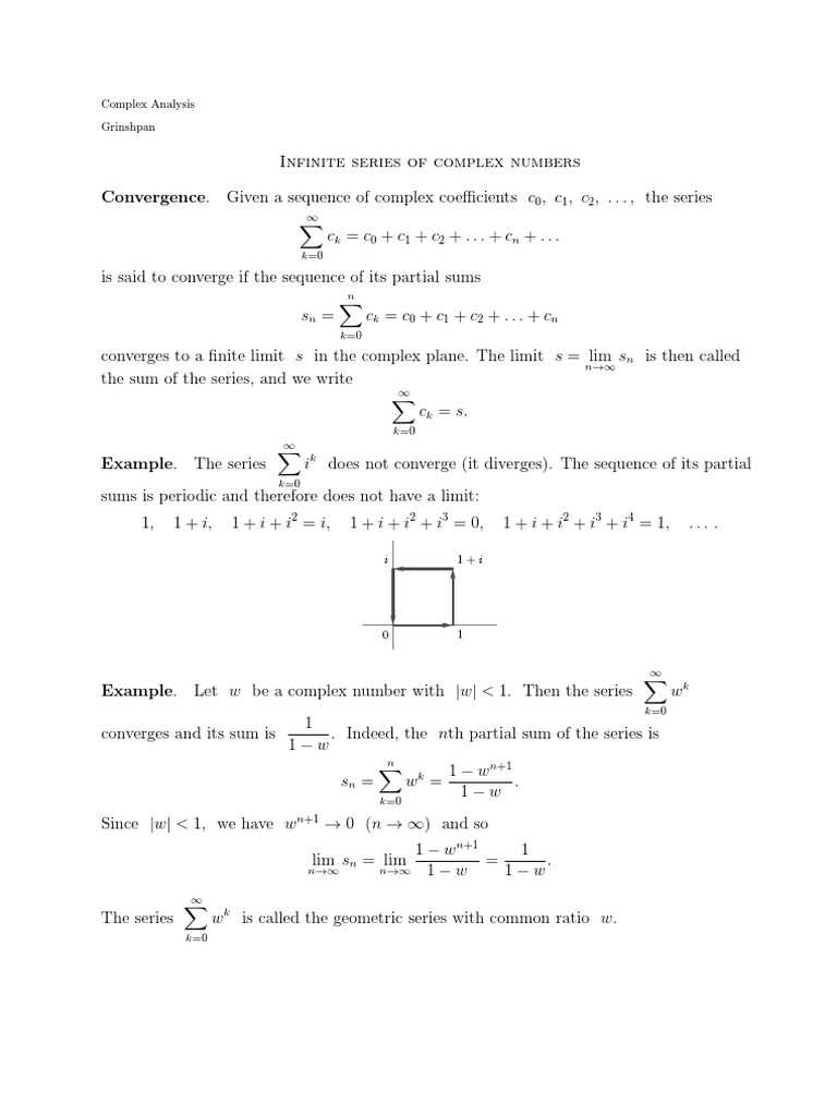 Infinite Series of Complex Numbers PDF | PDF | Series (Mathematics) | Sequence