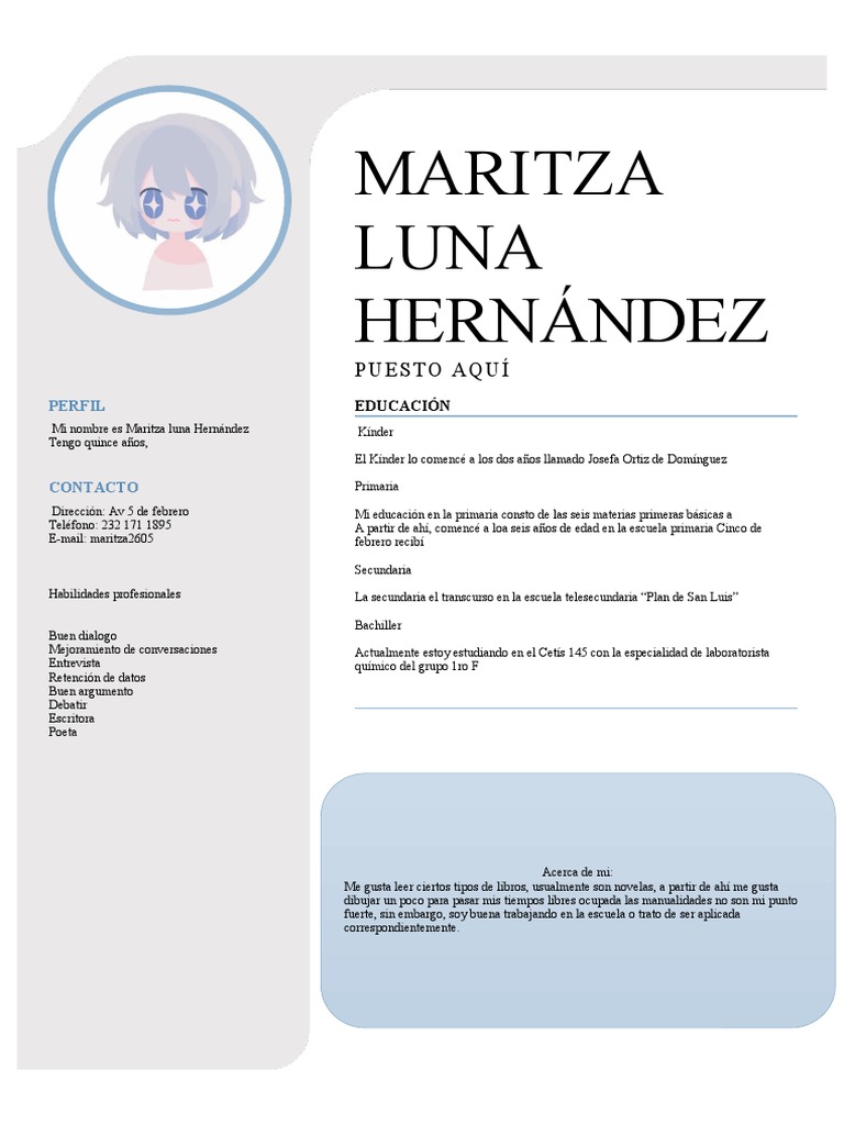 Curriculum Maritza | PDF
