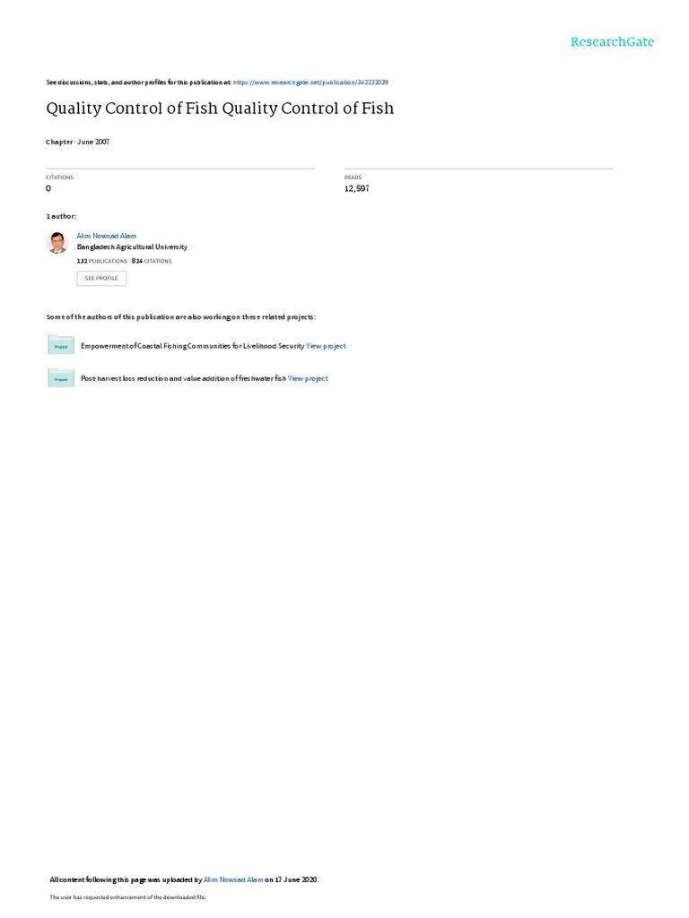 Quality Control of Fish | PDF