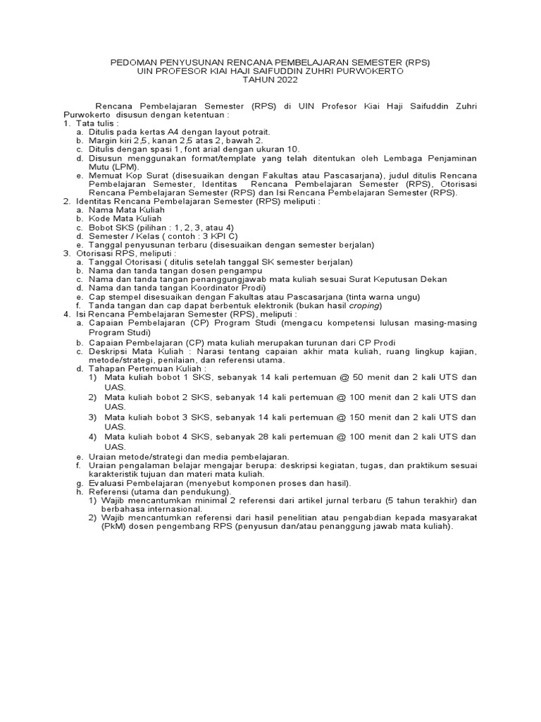 FORMAT RPS - UIN SAIZU - Word | PDF