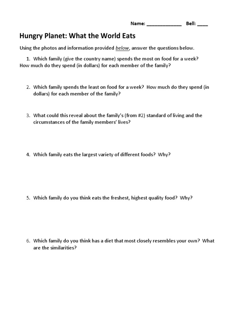 What The World Eats - Activity Sheet PDF | PDF | Foods | Asian Cuisine