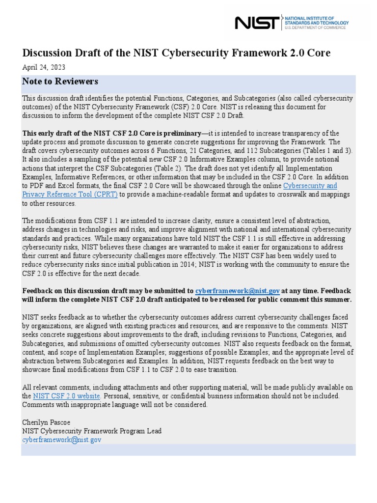 NIST Cybersecurity Framework 2.0 Core Discussion Draft 4-2023 final.pdf ...
