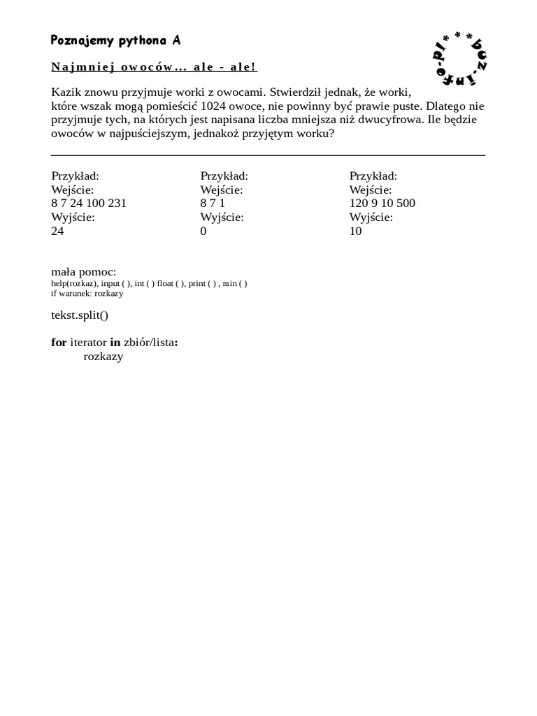 Poznajemy Pythona A Najmniej Owoców Ale - Ale! | PDF