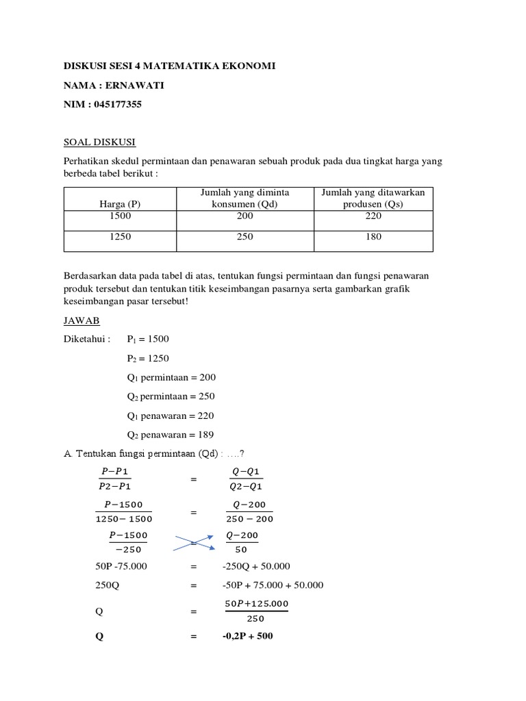 Diskusi 4 Matematika Ekonomi | PDF