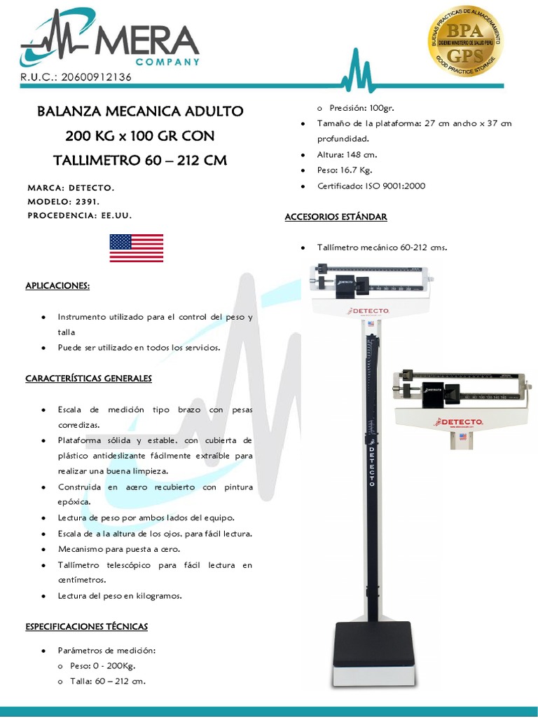 BALANZA-MECANICA-CON-TALLIMETRO-DETECTO-2391 | PDF