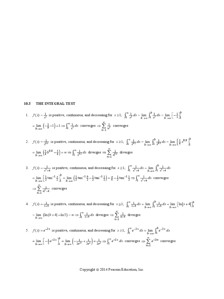 6 - The Integral Test Solutions PDF | PDF 6 - The Integral Test Solutions PDF | PDF