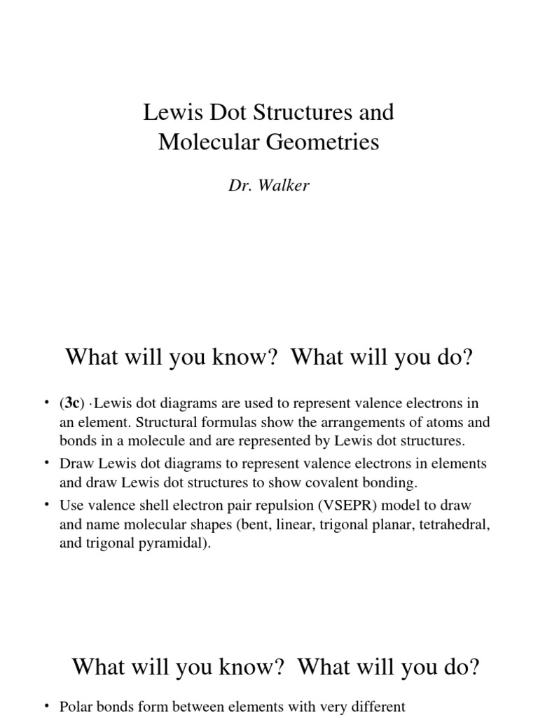 Lewis Dot Structures and VSEPR Fall 2016 PDF | PDF