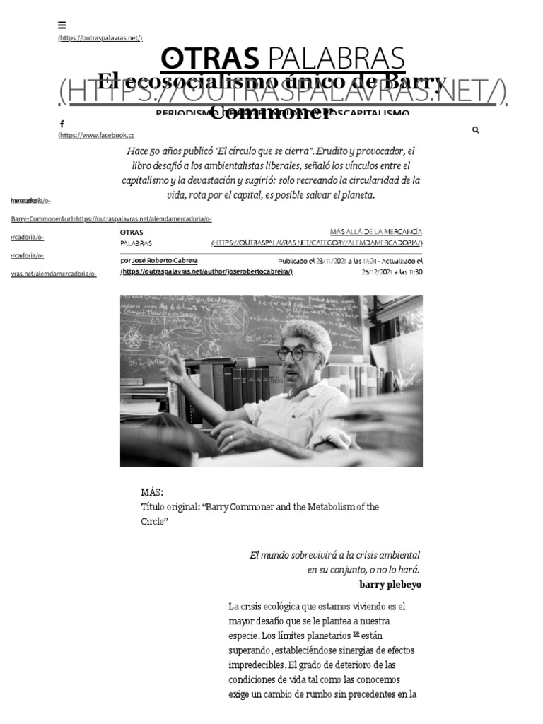 El Ecosocialismo Único de Barry Commoner - Otras Palabras PDF | PDF ...