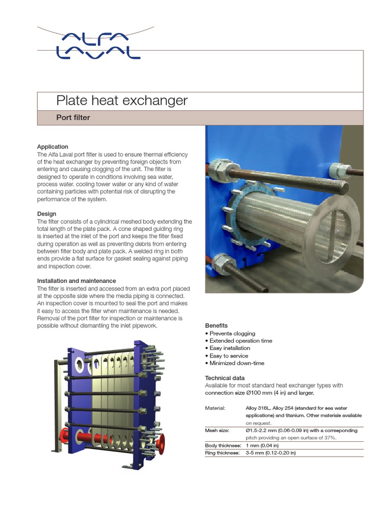 Phe Port Filter Leaflet PDF | PDF | Heat Exchanger | Materials