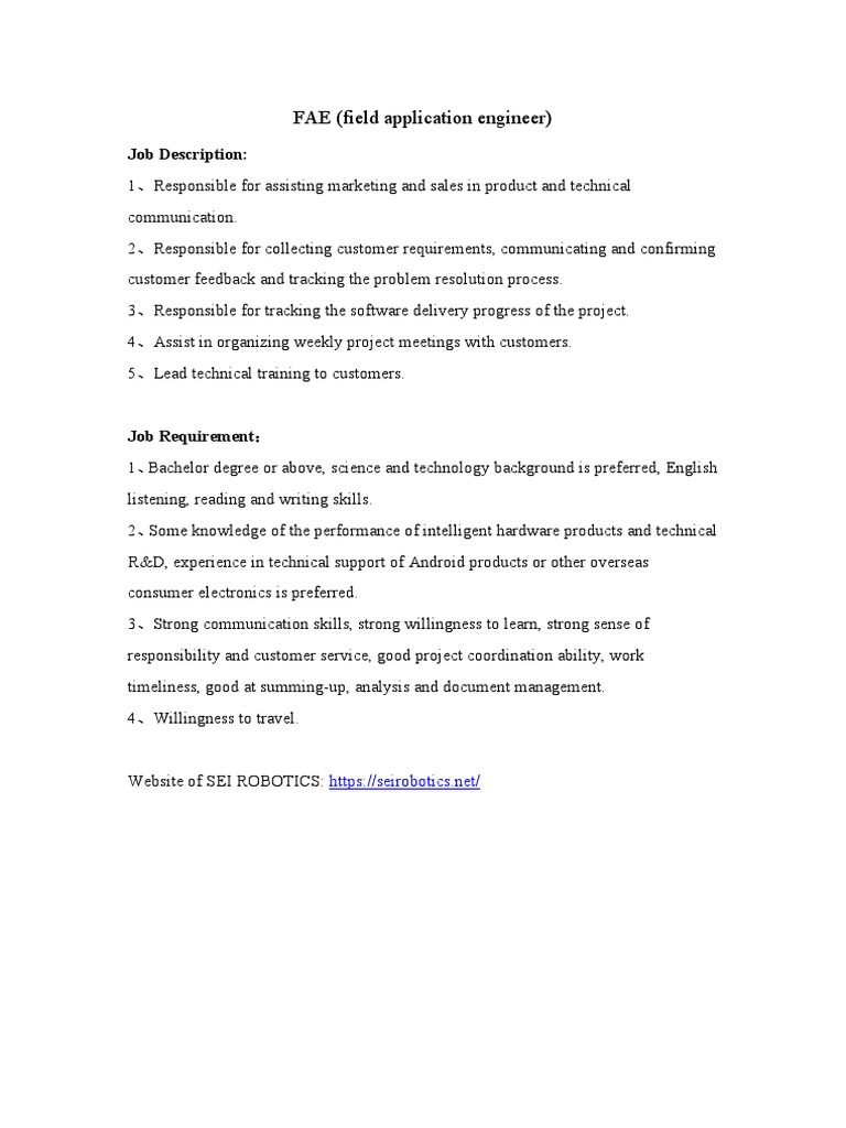 Field Application Engineer Role | PDF | Business