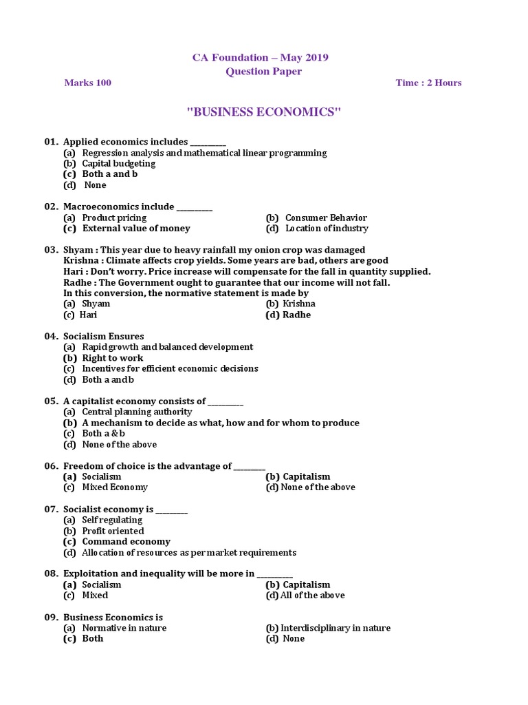 Ca Foundation Question Paper May 2019 PDF | PDF