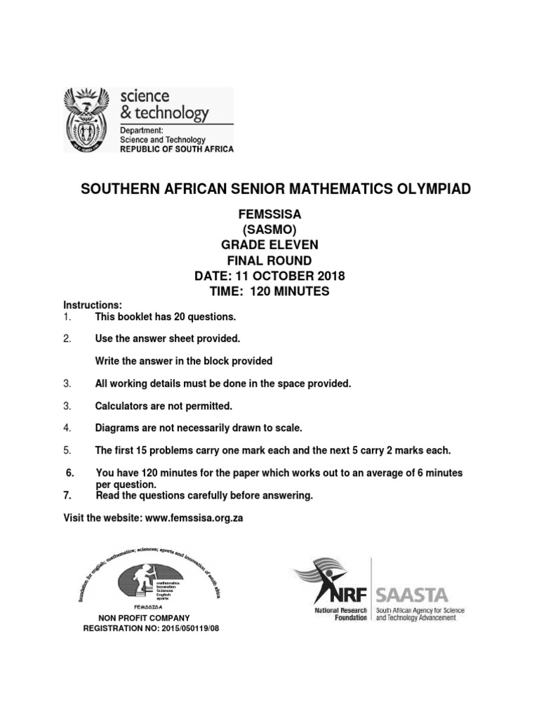 High Grade 11 Final Round 2018 Questions | PDF