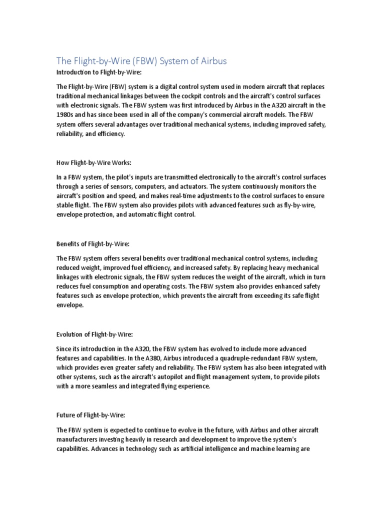 Airbus Flight-by-Wire System Overview | PDF | Computers | Technology ...