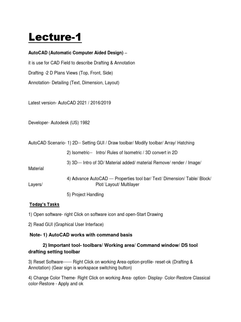 2D Drafting Notes AutoCAD PDF | PDF