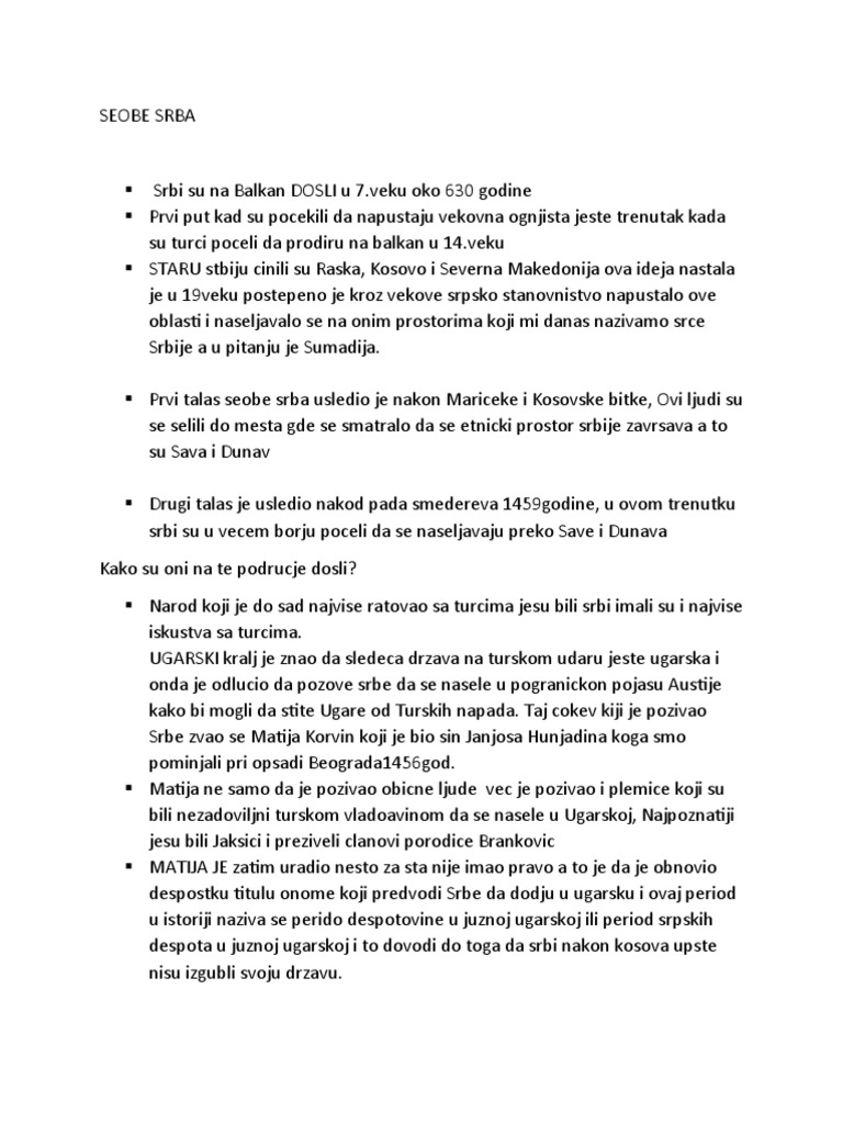 Seobe Srba | PDF