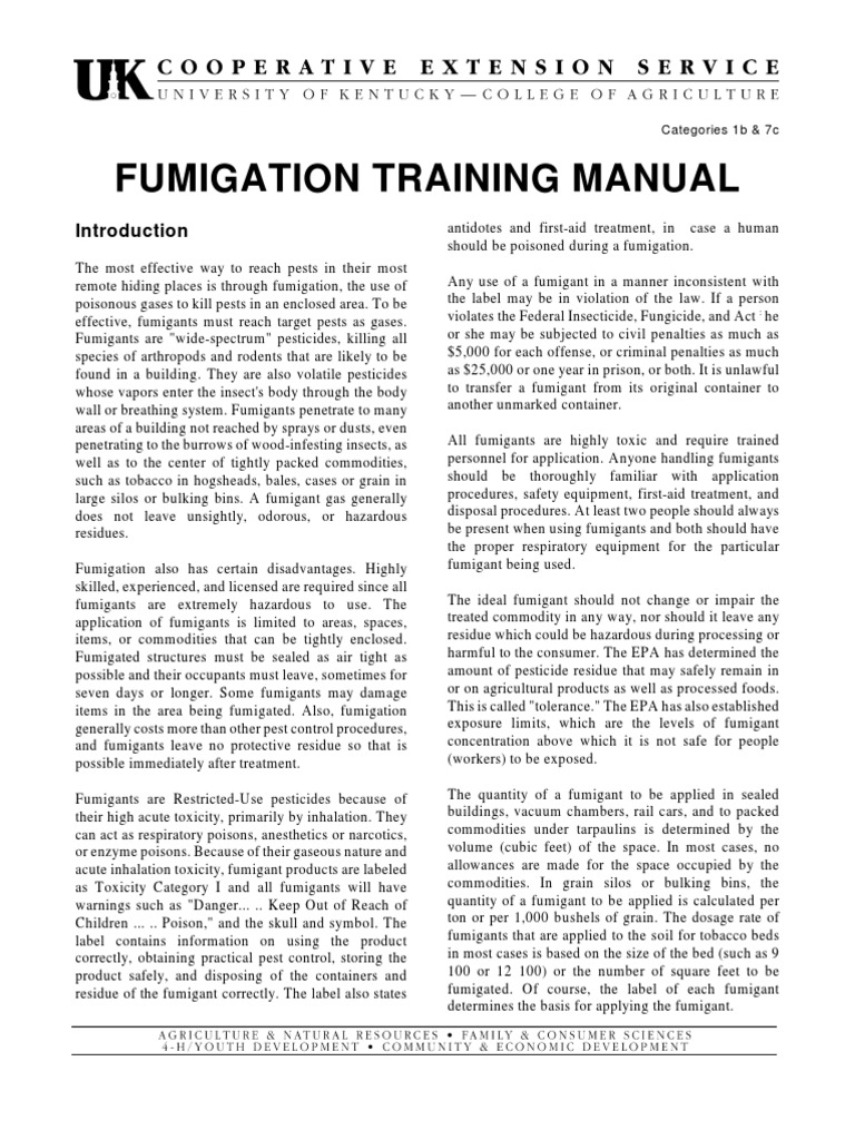 7c FumigationManual | PDF | Pesticide | Personal Protective Equipment