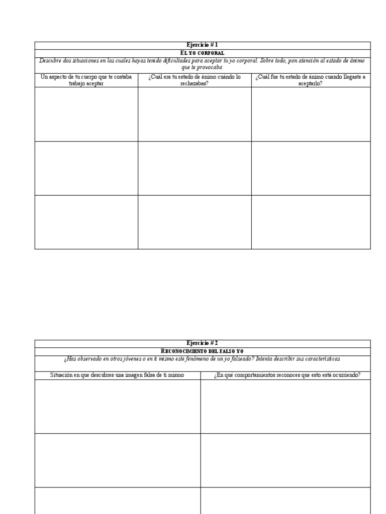 Ejercicios de Identidad Humana | PDF
