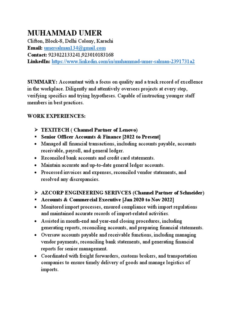 Muhammad Umer Salman Resume PDF | PDF