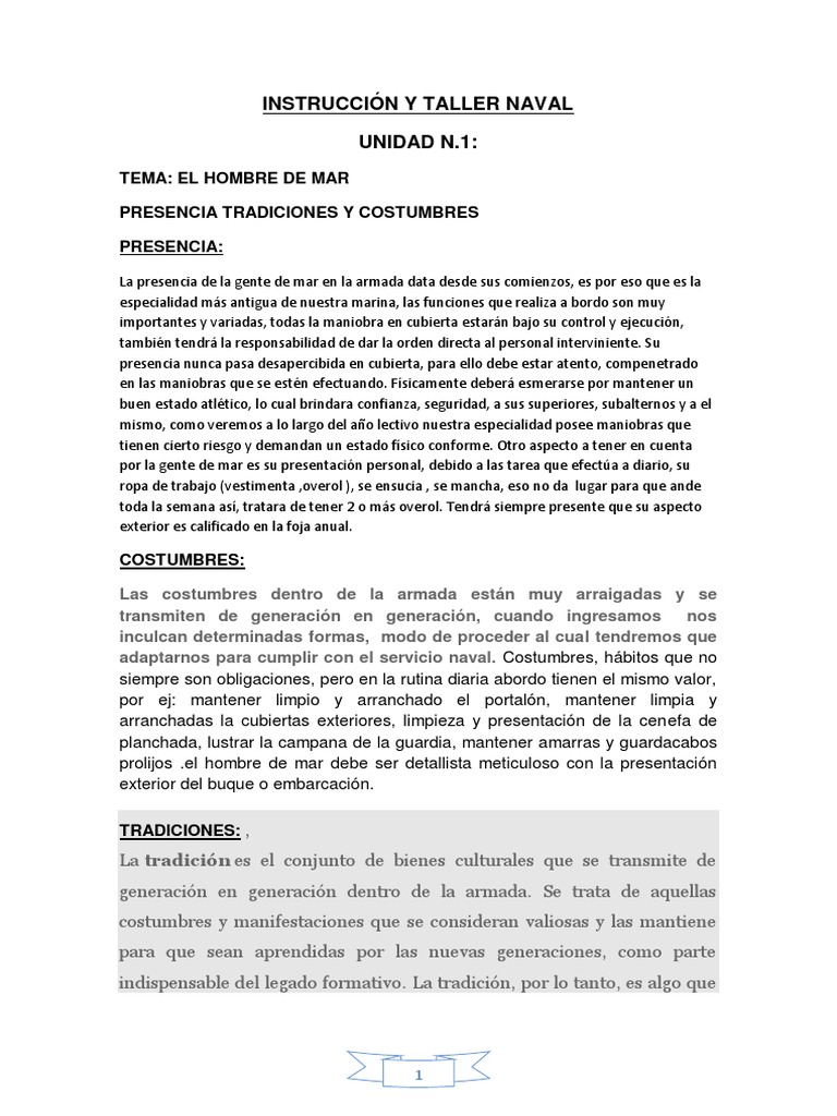 Unidad N 1 El Hombre de Mar PDF | PDF | Tradiciones | Envío