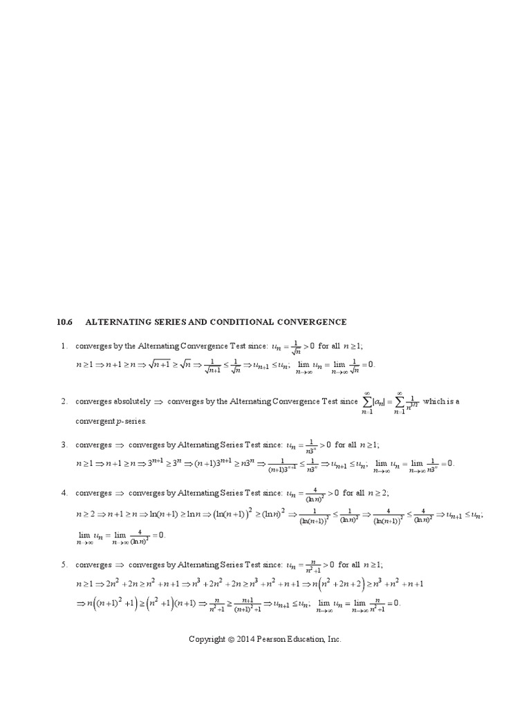 12 - Alternating Series and Conditional Convergence Solutions PDF | PDF