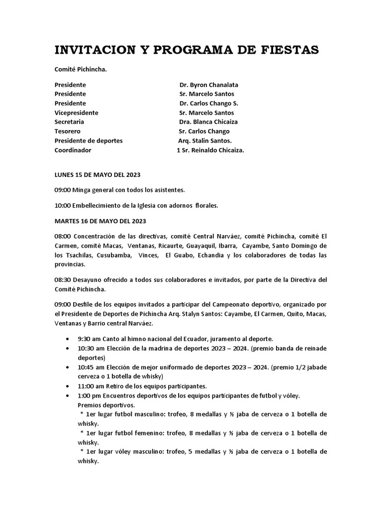 Programa de Fiestas 2023 | PDF