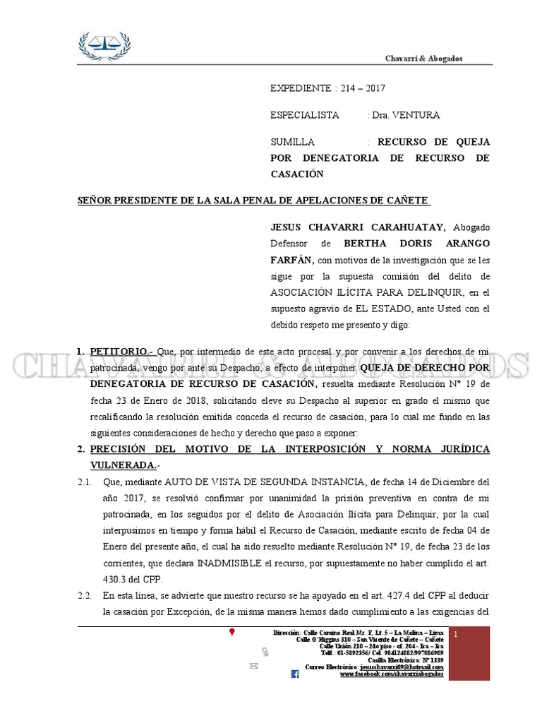 Recurso de Queja - Doris Arango Farfan | PDF