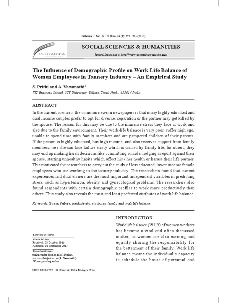 The Influence of Demographic Profile On Work Life Balance of | PDF | Errors And Residuals ...