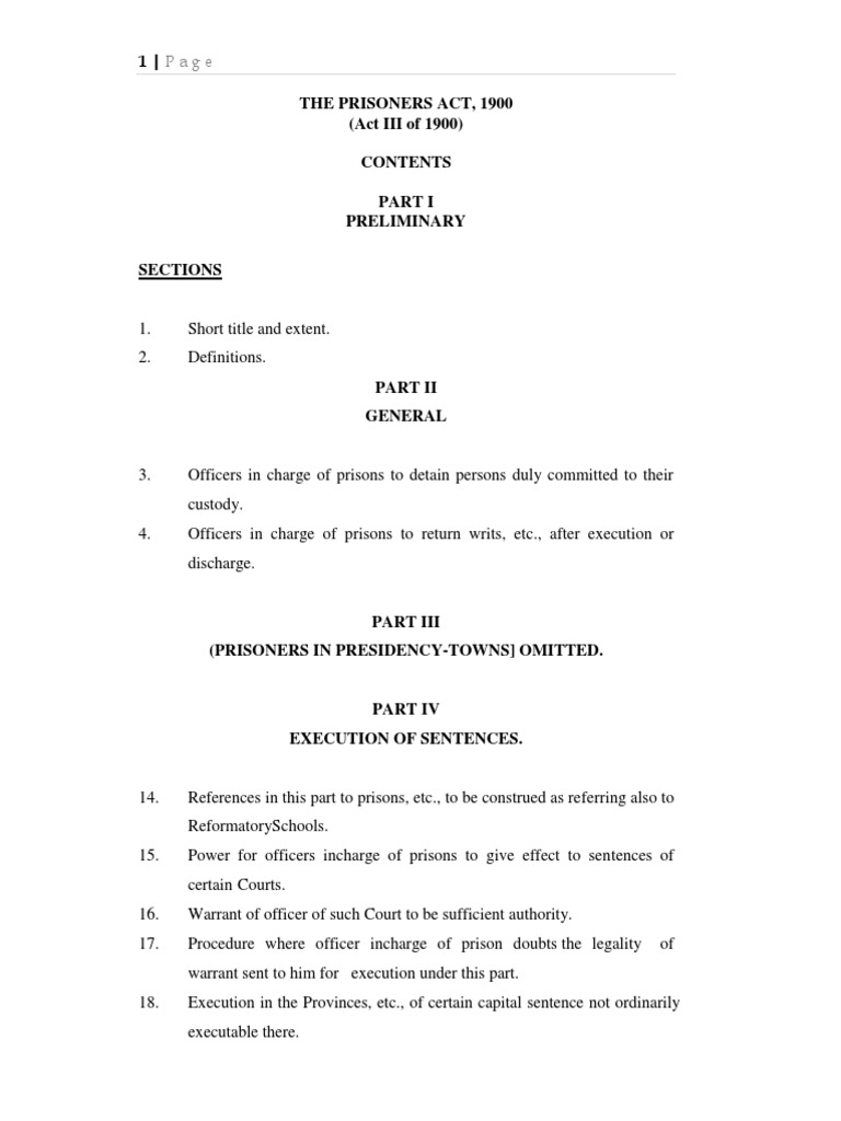 1900 3 The Prisoners Act, 1900 PDF | PDF | Detention (Imprisonment ...