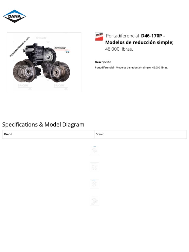 Spicer - D46-170P - Portadiferencial - Modelos de Reducción Simple 46.000 Libras - PDF | PDF