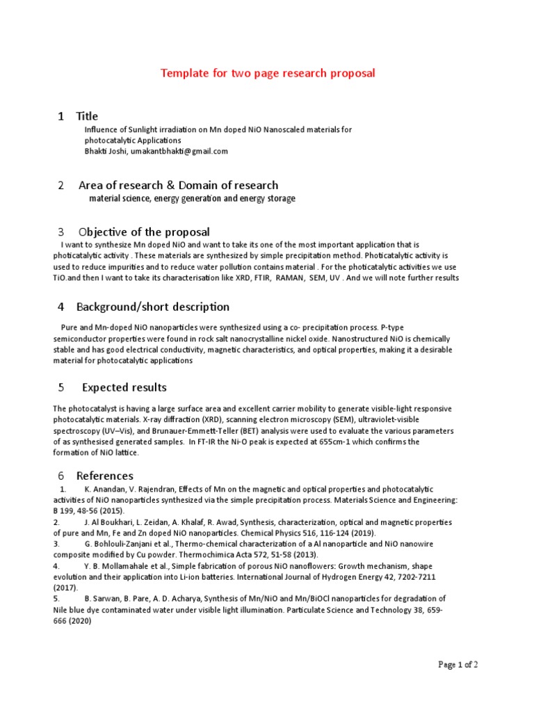 Template For Two Page Research Proposal | PDF