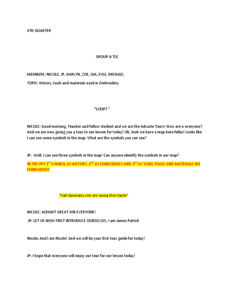 Tle Group 6 Embroidery | PDF | Sewing | Textile Arts