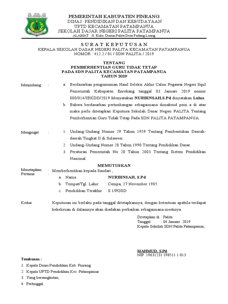 SK Pemberhentian | PDF