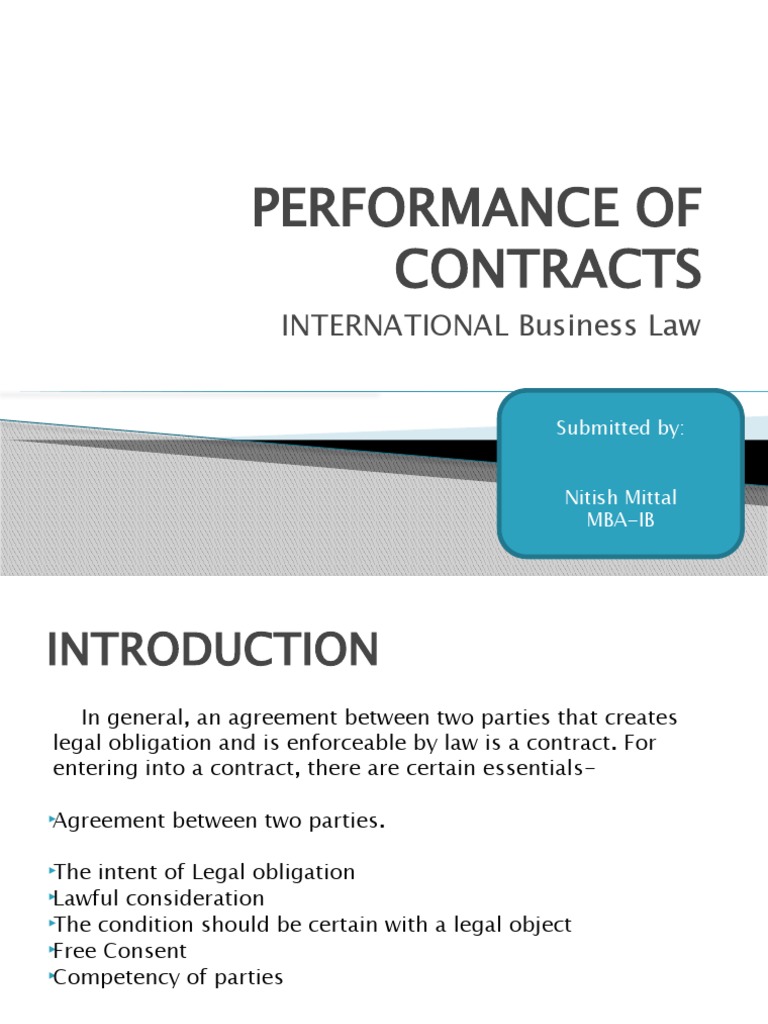 Performance of Contracts | PDF | Justice | Crime & Violence